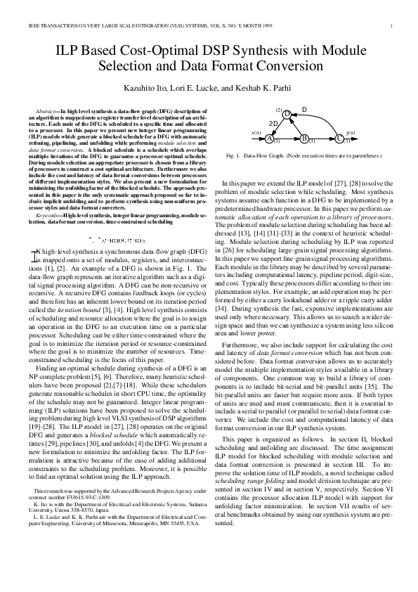 (PDF) ILP-based cost-optimal DSP synthesis with module selection and data format conversion