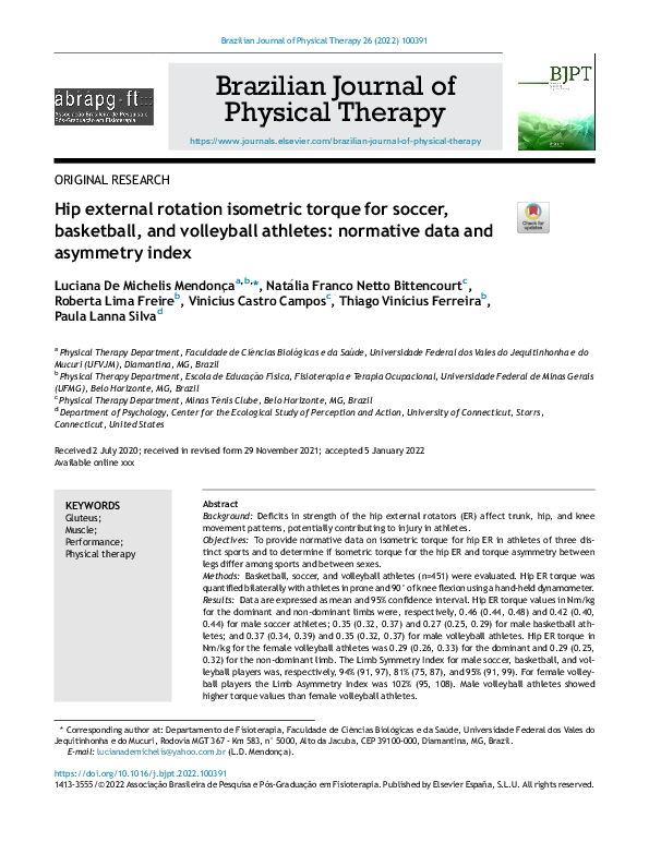 (PDF) Hip external rotation isometric torque for soccer, basketball ...