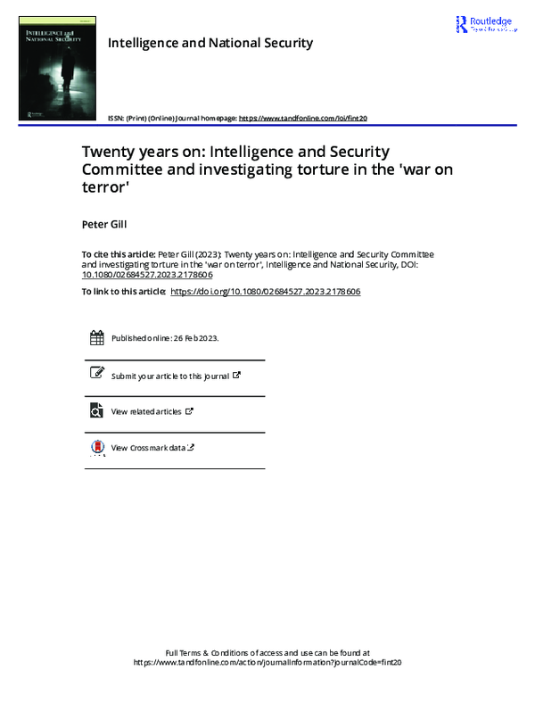 (PDF) Twenty years on: Intelligence and Security Committee and ...