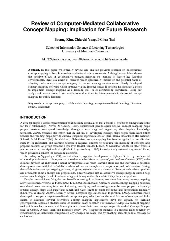 Pdf Review Of Computer Mediated Collaborative Concept Mapping