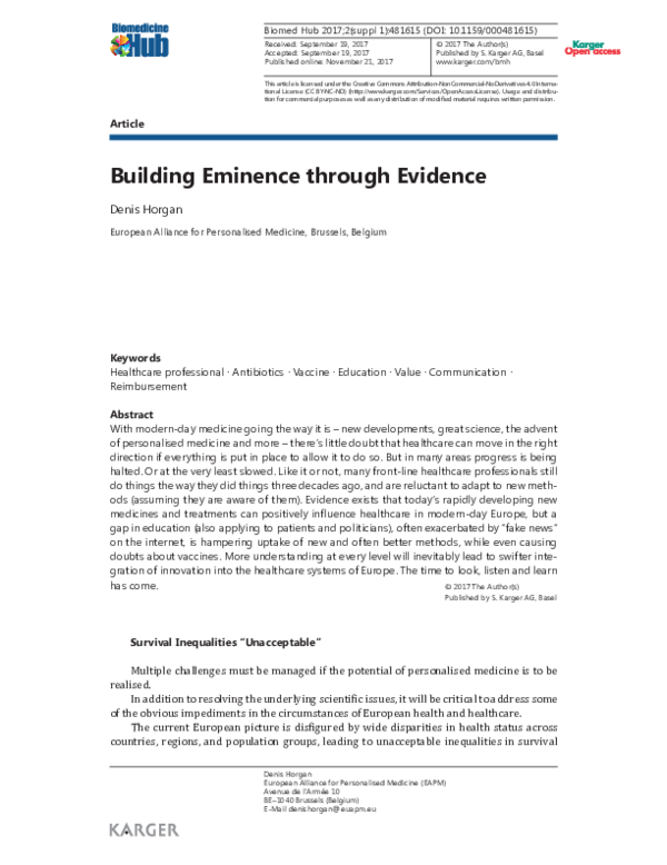 (PDF) Building Eminence through Evidence