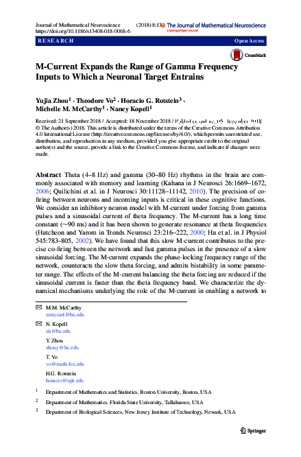 (PDF) M-Current Expands the Range of Gamma Frequency Inputs to Which a Neuronal Target Entrains