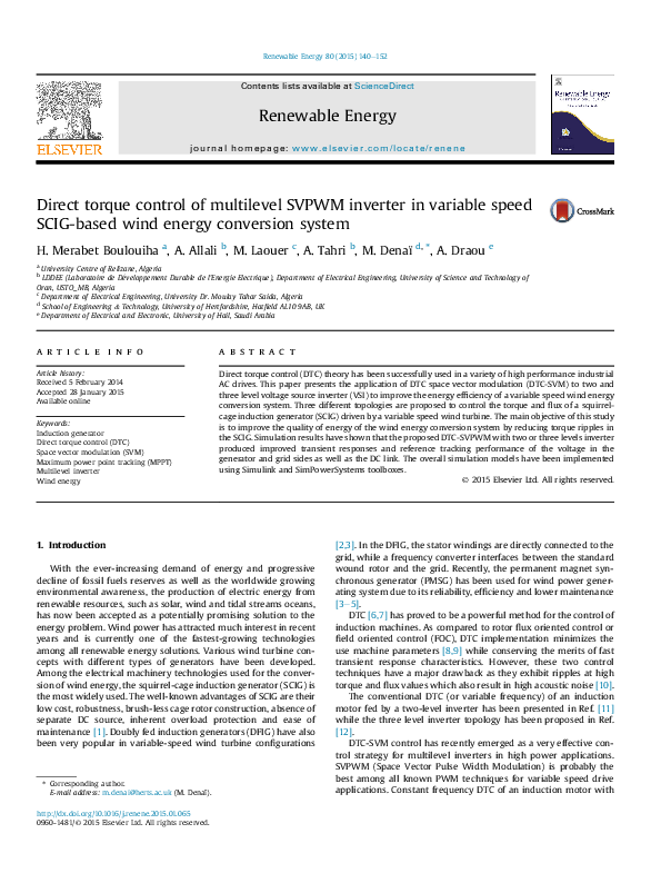Pdf Direct Torque Control Of Multilevel Svpwm Inverter In Variable