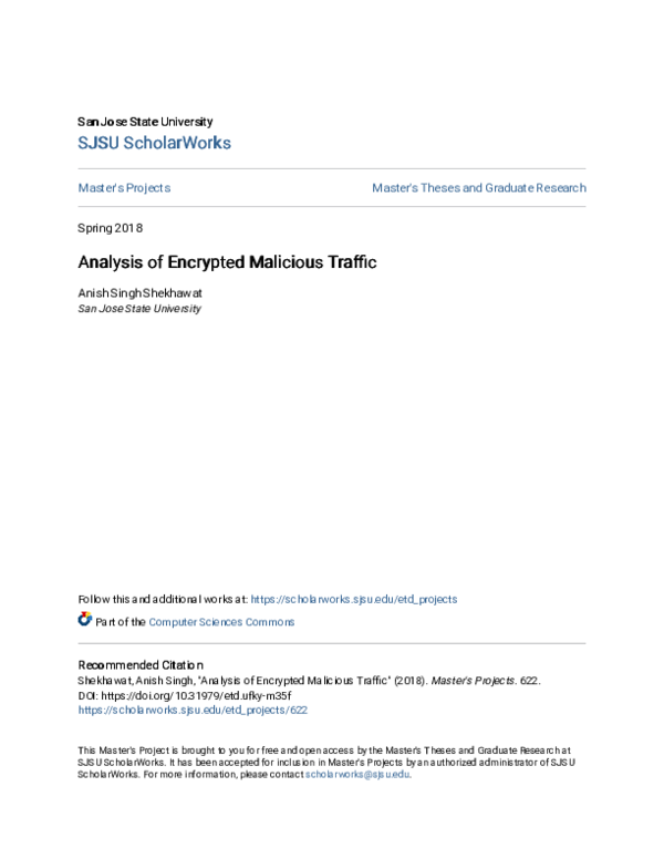 Pdf Analysis Of Encrypted Malicious Traffic