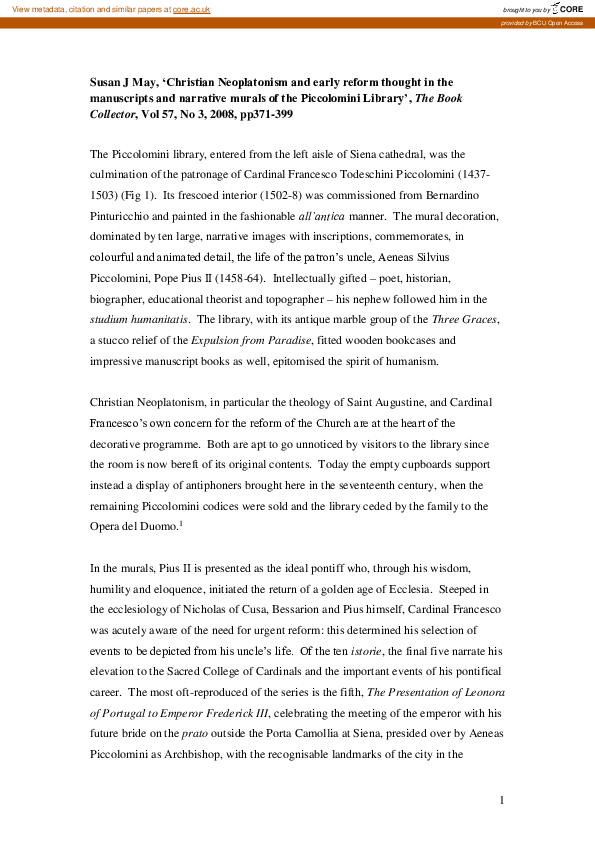 (PDF) Christian Neoplatonism and early reform thought in the ...