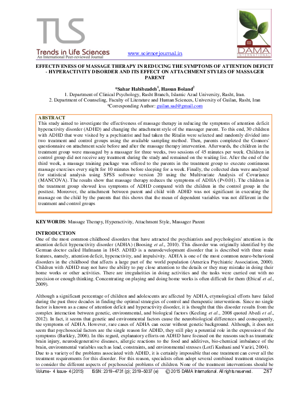 (PDF) Effectiveness of Massage Therapy in Reducing the Symptoms of ...