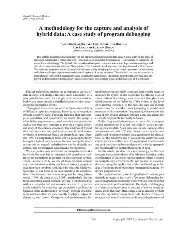 (PDF) Capturing and Analyzing Hybrid Data in Debugging