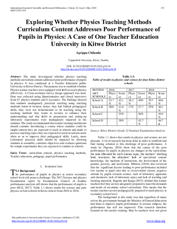 (PDF) Exploring Whether Physics Teaching Methods Curriculum Content ...