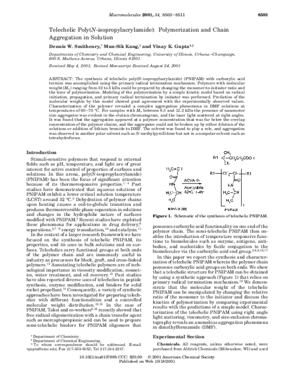(PDF) Telechelic Poly( N -isopropylacrylamide): Polymerization and ...