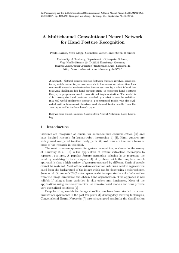 (PDF) A Multichannel Convolutional Neural Network for Hand Posture Recognition