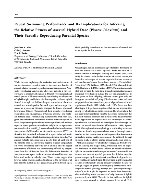 (PDF) Repeat Swimming Performance and Its Implications for Inferring ...
