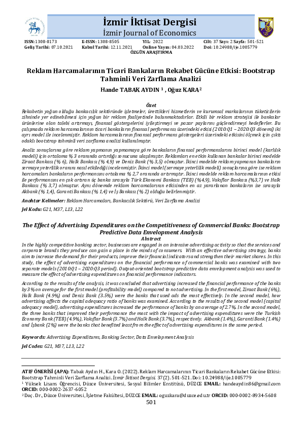 (PDF) Reklam Harcamalarının Ticari Bankaların Rekabet Gücüne Etkisi ...