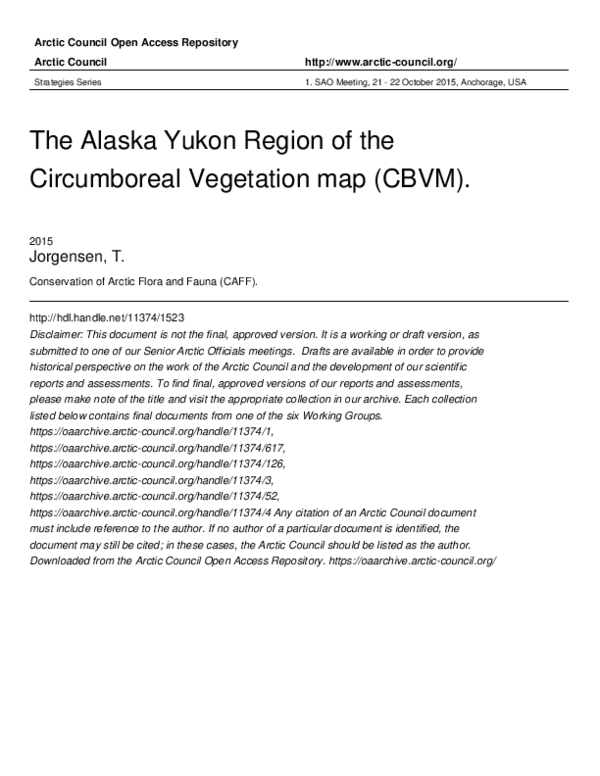 (PDF) The Alaska Yukon Region of the Circumboreal Vegetation map (CBVM)
