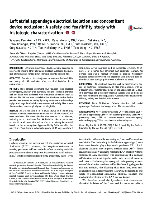 (PDF) Left atrial appendage electrical isolation and concomitant device ...