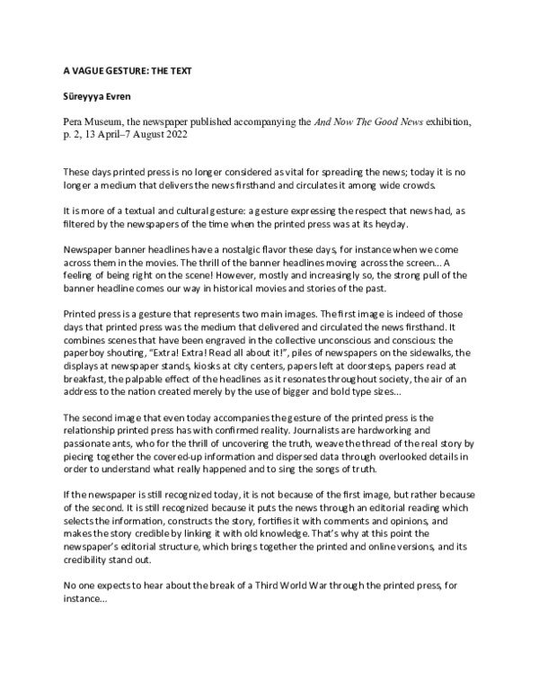 (DOC) A VAGUE GESTURE: THE TEXT