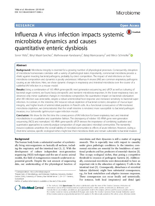 (PDF) Influenza A virus infection impacts systemic microbiota dynamics ...