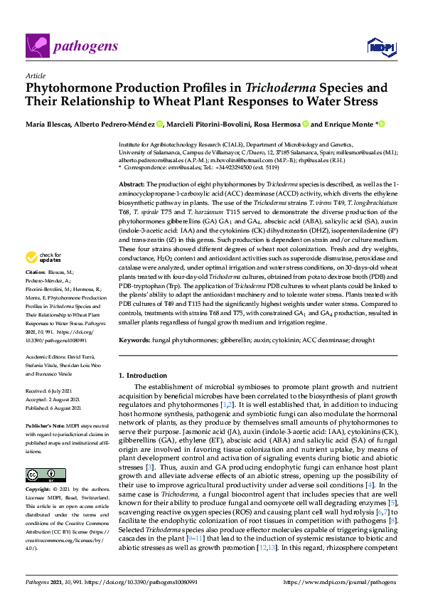 (PDF) Phytohormone Production Profiles in Trichoderma Species and Their Relationship to Wheat ...