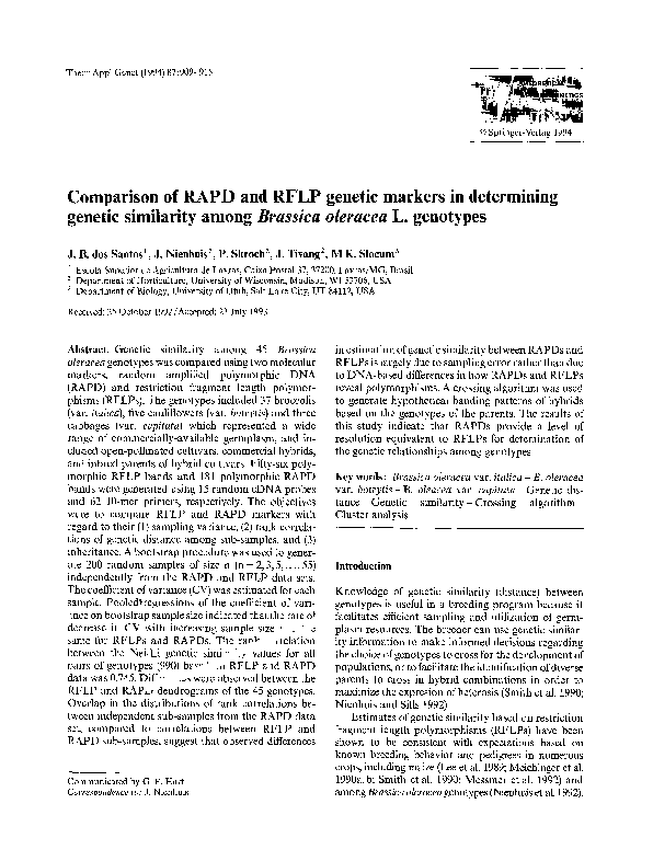 (PDF) Comparison of RAPD and RFLP genetic markers in determining ...