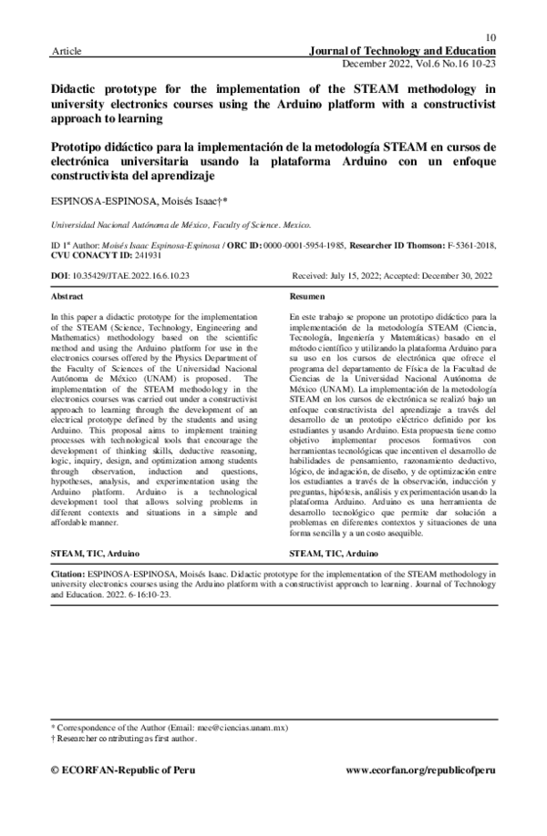 (PDF) Didactic prototype for the implementation of the STEAM ...