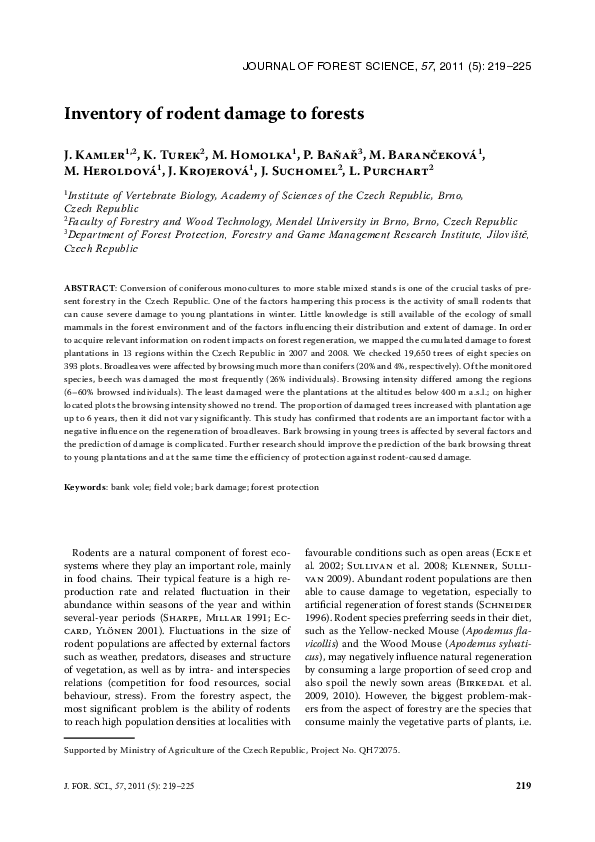 (PDF) Inventory of rodent damage to forests