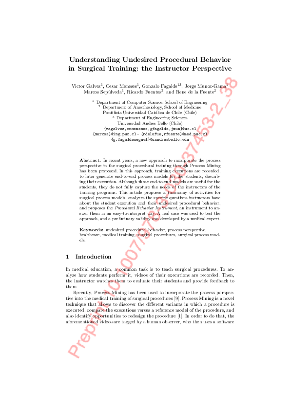 (PDF) Understanding Undesired Procedural Behavior in Surgical Training: The Instructor Perspective