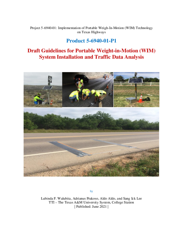 (PDF) Draft Guidelines for Portable Weight-in-Motion (WIM) System ...