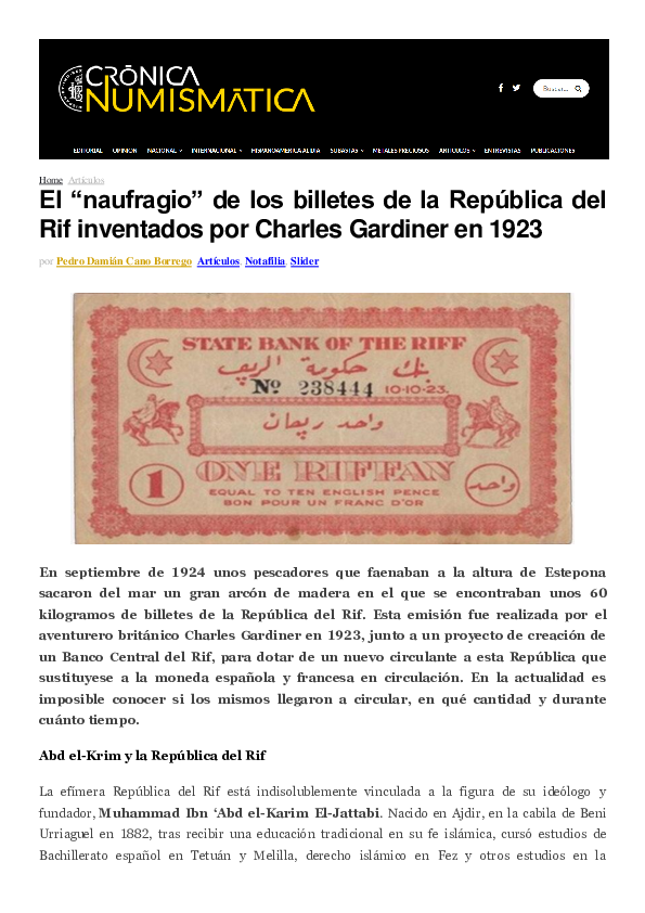 (PDF) El "naufragio" de los billetes de la República del Rif inventados ...