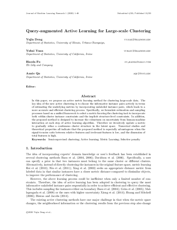 (PDF) Query-augmented Active Learning for Large-scale Clustering