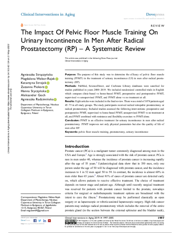 Pdf The Impact Of Pelvic Floor Muscle Training On Urinary