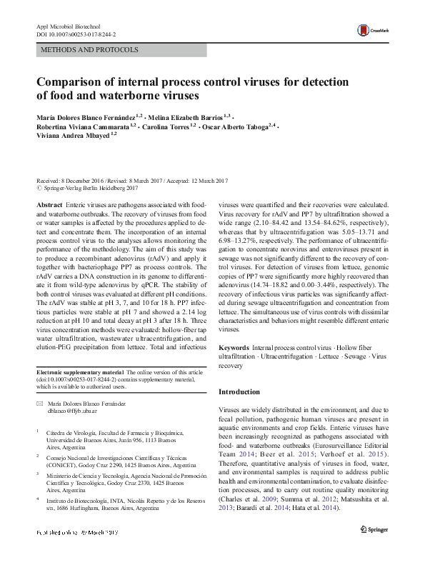(PDF) Comparison of internal process control viruses for detection of ...