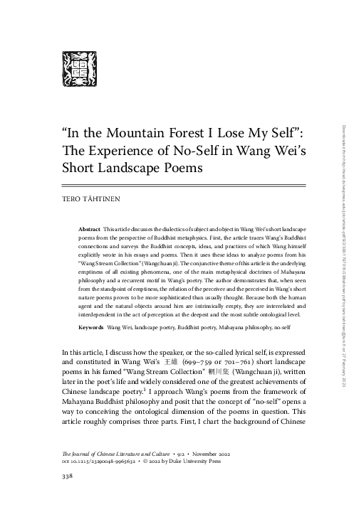 (PDF) "In the Mountain Forest I Lose My Self": The Experience of No ...