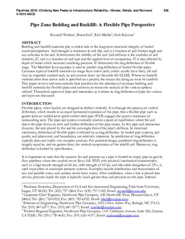 (PDF) Pipe Zone Bedding And Backfill: A Flexible Pipe Perspective