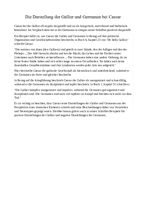 (PDF) Die Darstellung der Gallier und Germanen bei Caesar