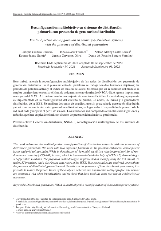 (PDF) Reconfiguración multiobjetivo en sistemas de distribución ...
