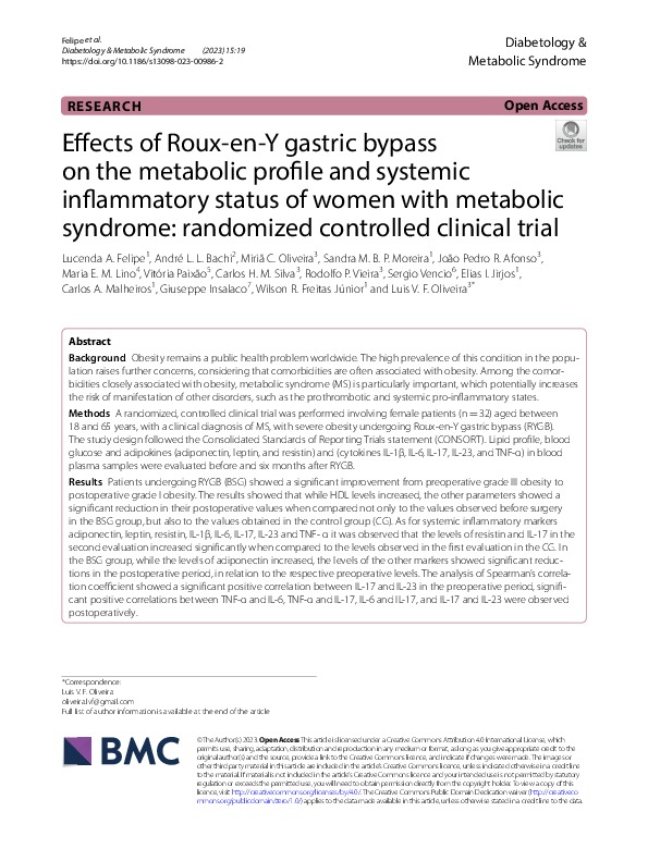(PDF) Effects of Roux-en-Y gastric bypass on the metabolic profile and ...