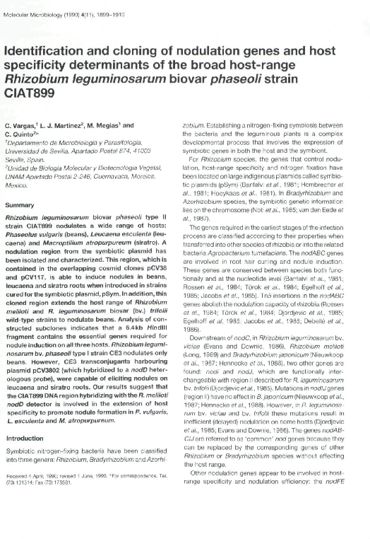 (PDF) Cloning Nodulation Genes of Rhizobium CIAT899