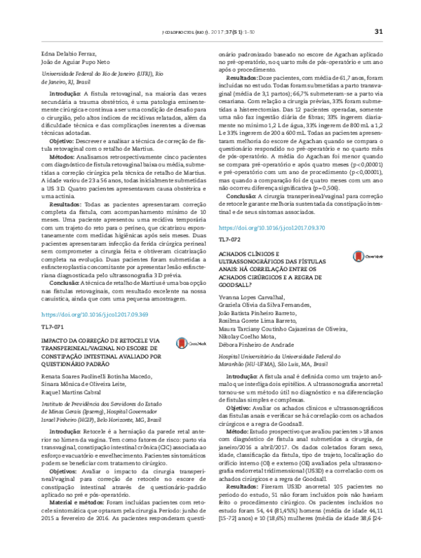 (PDF) Achados Clínicos e Ultrassonográficos Das Fístulas Anais: Há ...