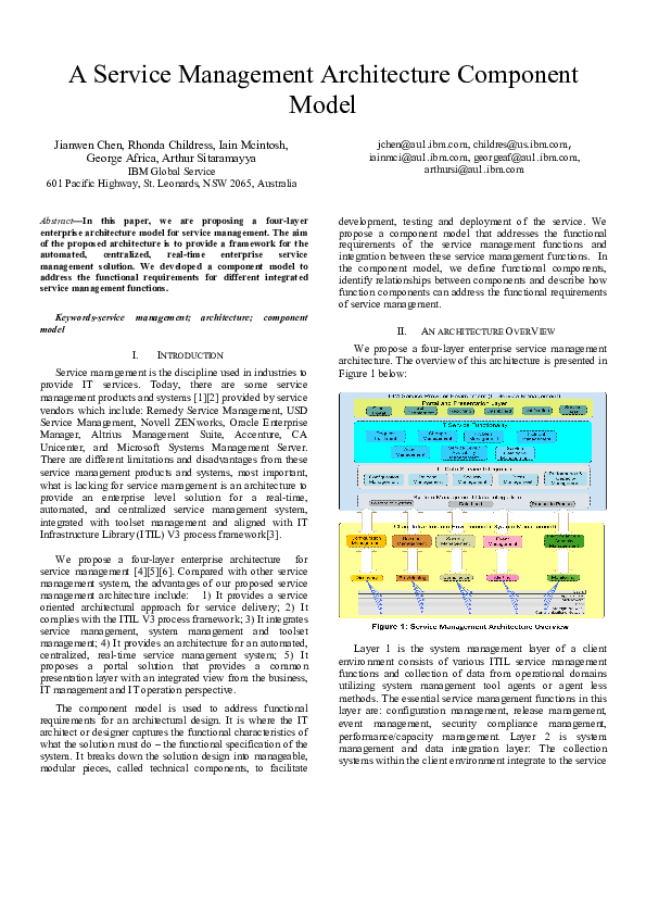 (PDF) A service management architecture component model
