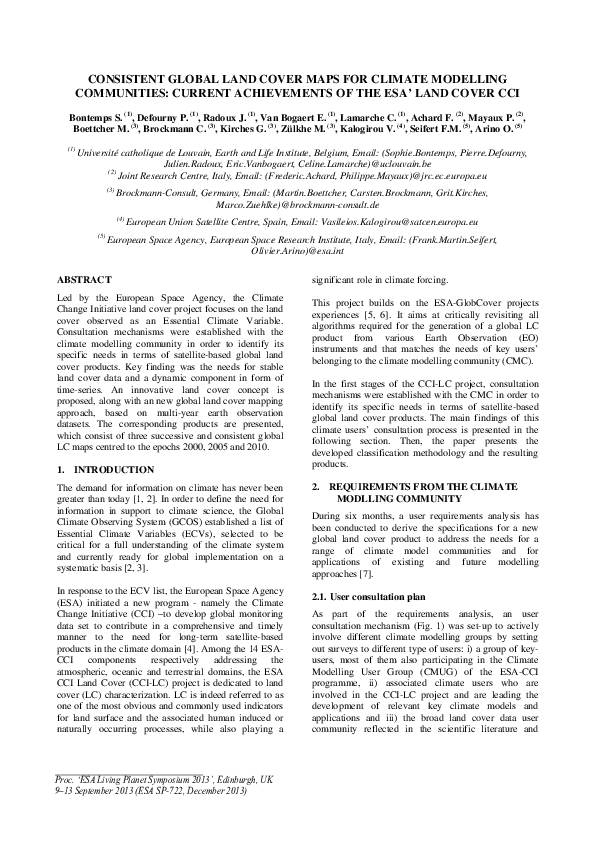 (PDF) Consistent Global Land Cover Maps For Climate Modelling ...
