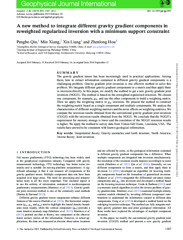 (PDF) A new method to integrate different gravity gradient components in reweighted regularized ...