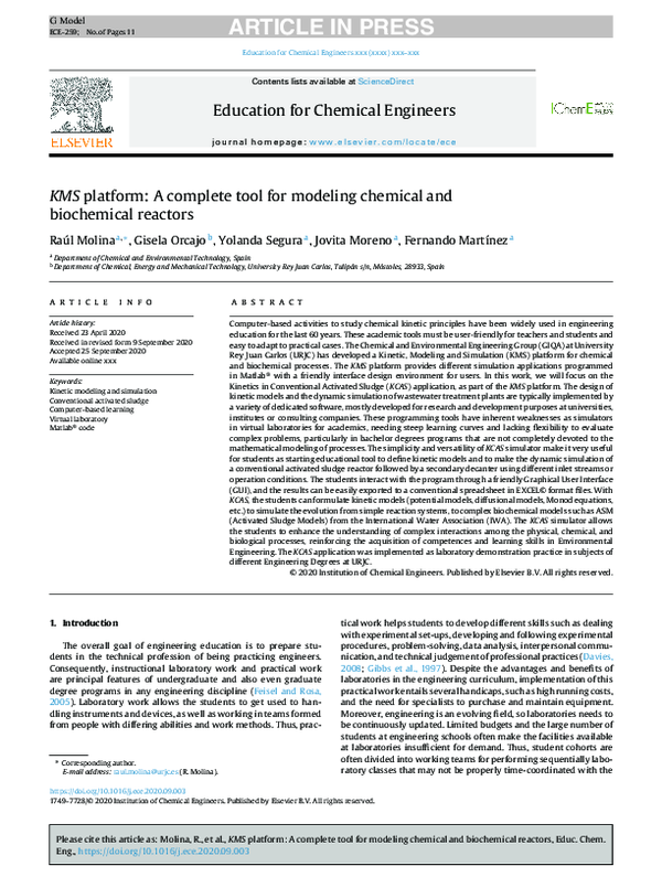 (PDF) KMS platform: A complete tool for modeling chemical and ...