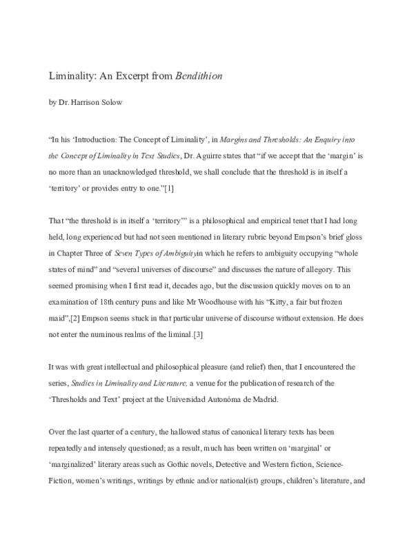(DOC) Liminality: An Excerpt from Bendithion