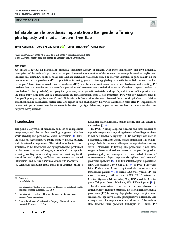 (PDF) Inflatable penile prosthesis implantation after gender affirming ...