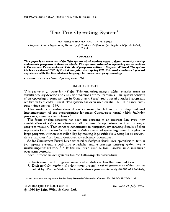 (PDF) The trio operating system