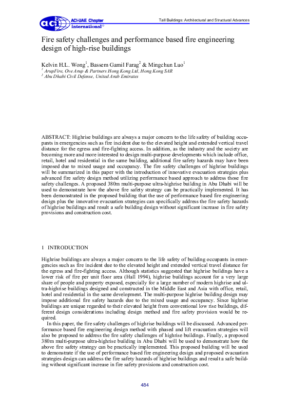 (PDF) Fire safety challenges and performance based fire engineering ...