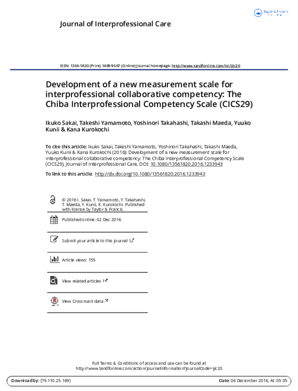 (PDF) Development of a new measurement scale for interprofessional ...