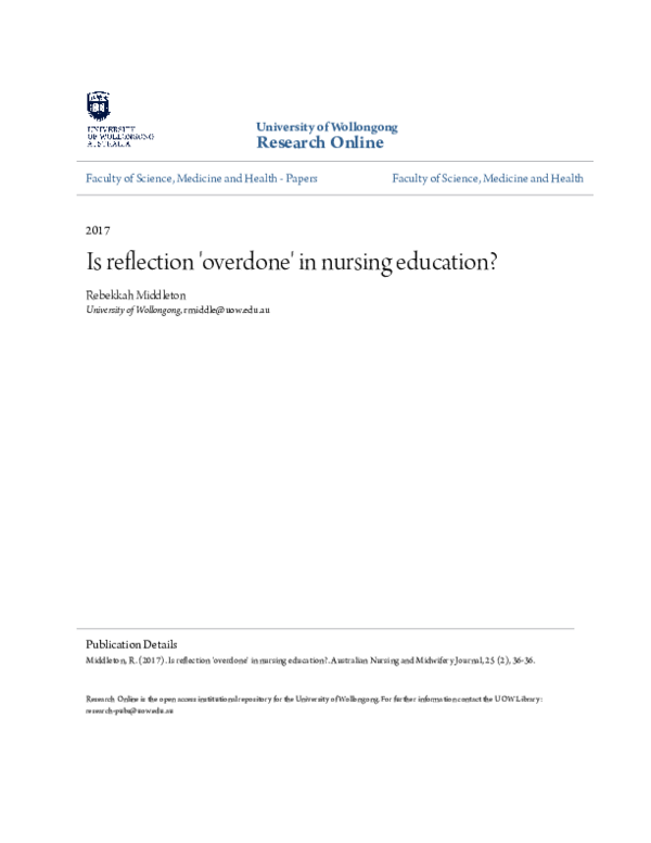 (PDF) Is reflection 'overdone' in nursing education?
