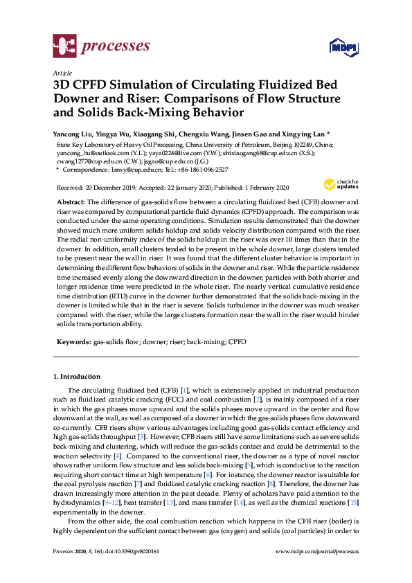 (PDF) 3D CPFD Simulation of Circulating Fluidized Bed Downer and Riser: Comparisons of Flow ...