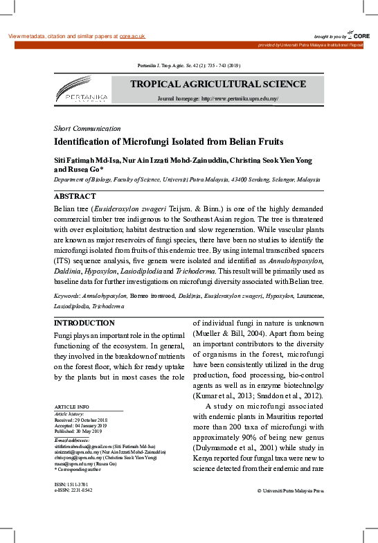 (PDF) Identification of microfungi isolated from Belian fruits
