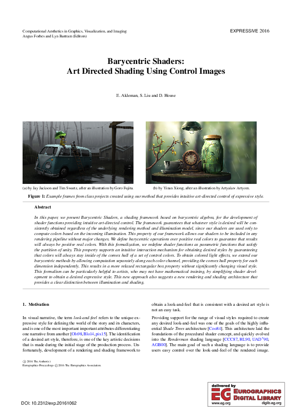 (PDF) Barycentric shaders: art directed shading using control images